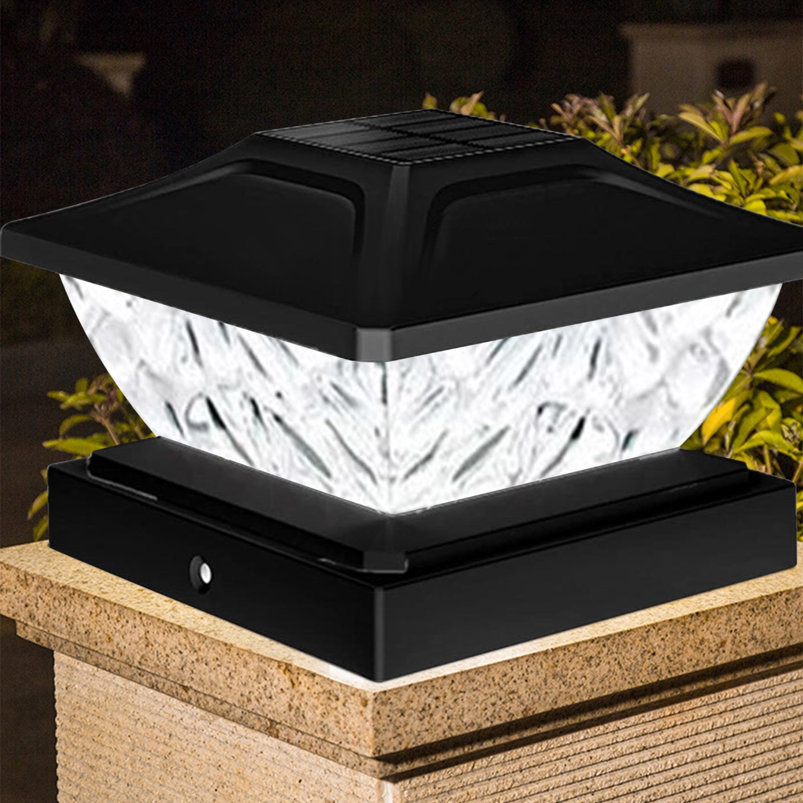 Solar Powered LED Pillar Lights Outdoor Weatherproof Post Cap Lights ...
