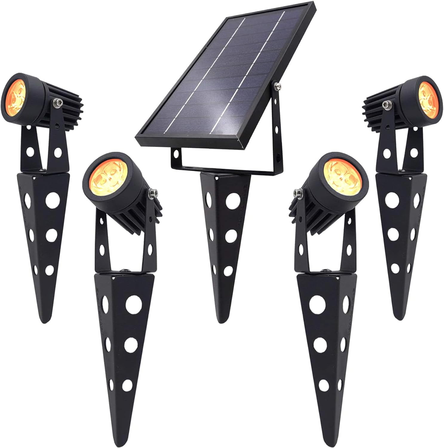 Solar-Powered LED Spotlight (Warm White LED), Black Finish, Outdoor ...