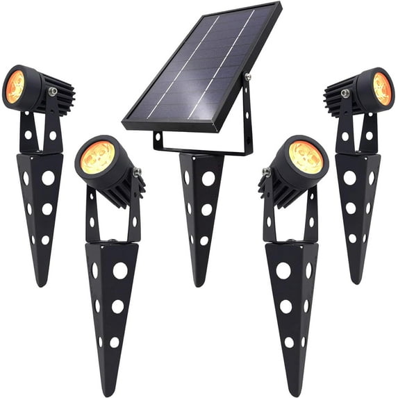 Solar-Powered LED Spotlight (Warm White LED), Black Finish, Outdoor ...