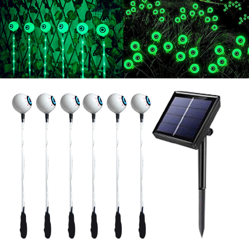 Solar Powered LED Stake Lights 8 Modes Eyeball Stake Lamp for Halloween ...
