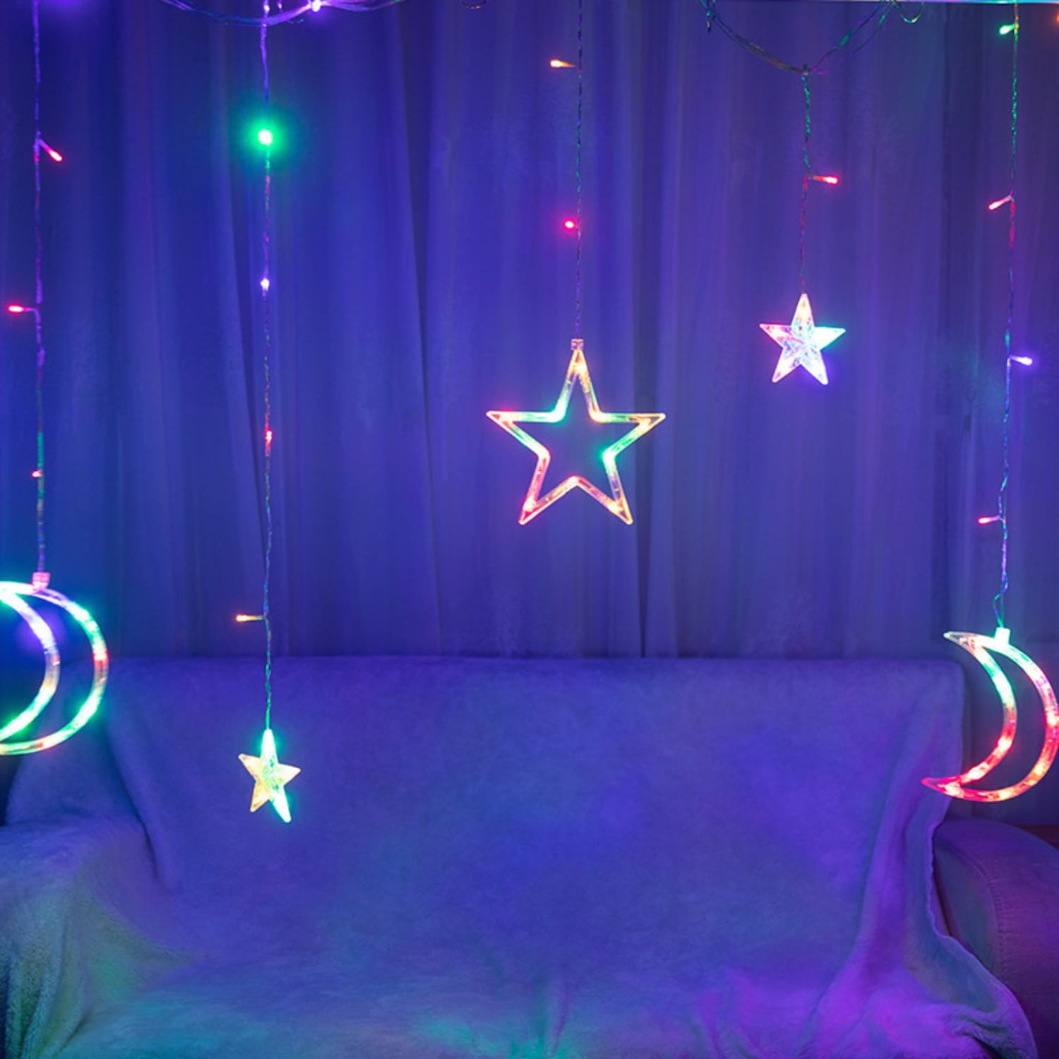 Solar Powered LED Star String Lights - 11.48FT Moon & Star Fairy Lights ...