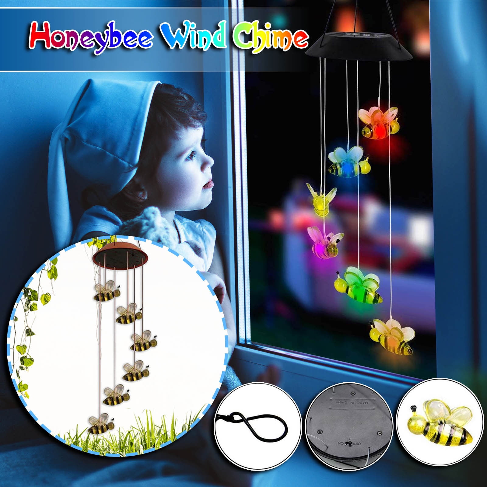 Solar Powered LED Wind Chime with Color Changing Lights, Auto On/Off ...