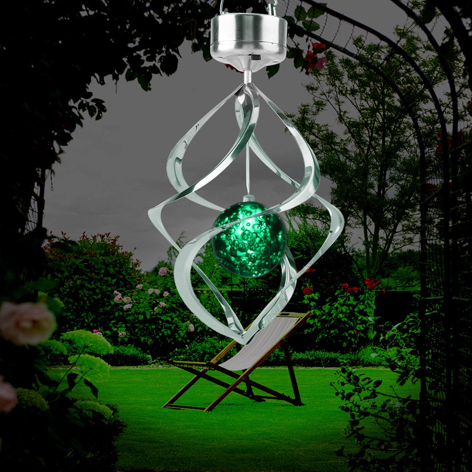 Solar Powered LED Wind Chime Light Colorful Hanging Spinner Lamp for ...