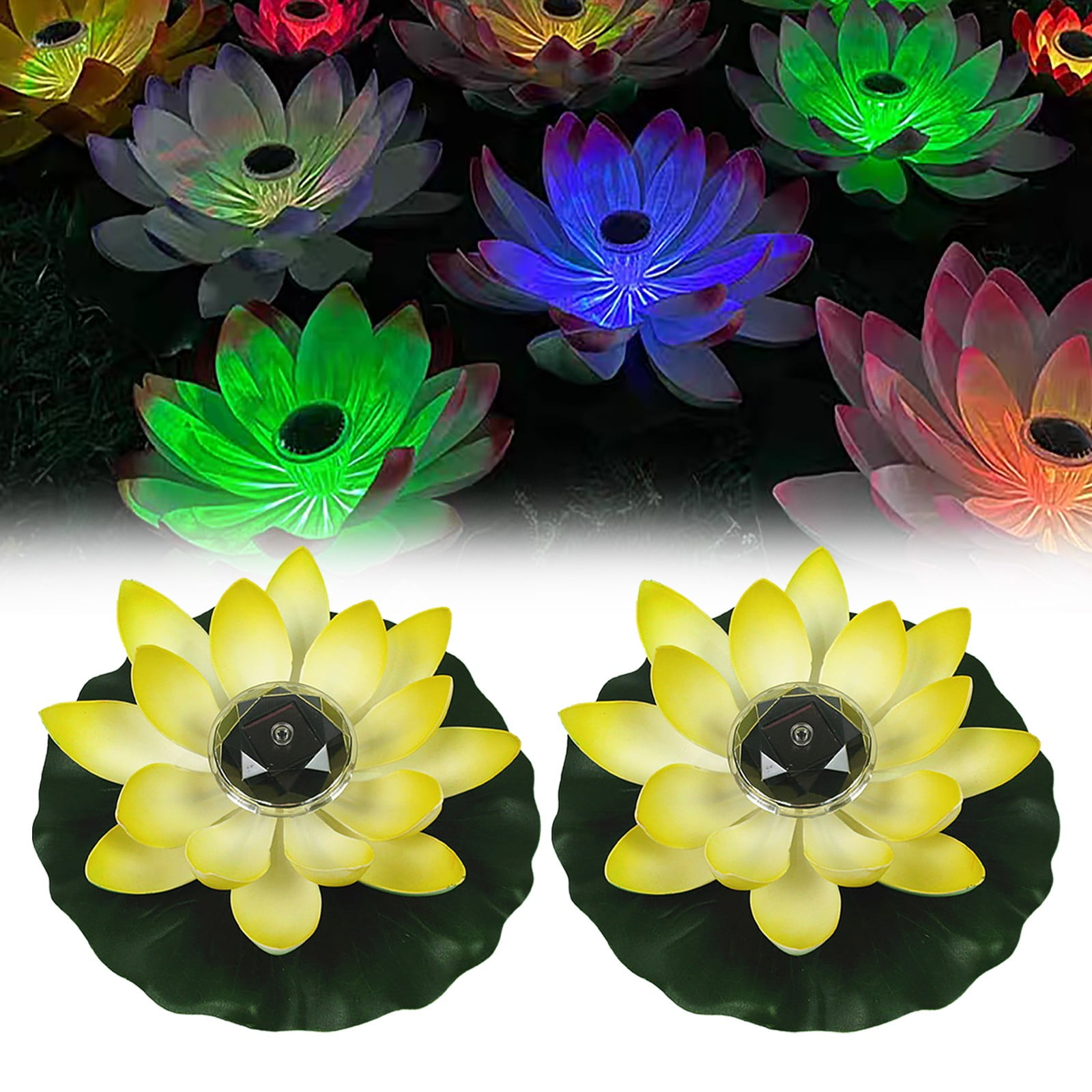 Solar Powered LED Flower Light Floating Pond Garden Pool Lamp - Walmart.com