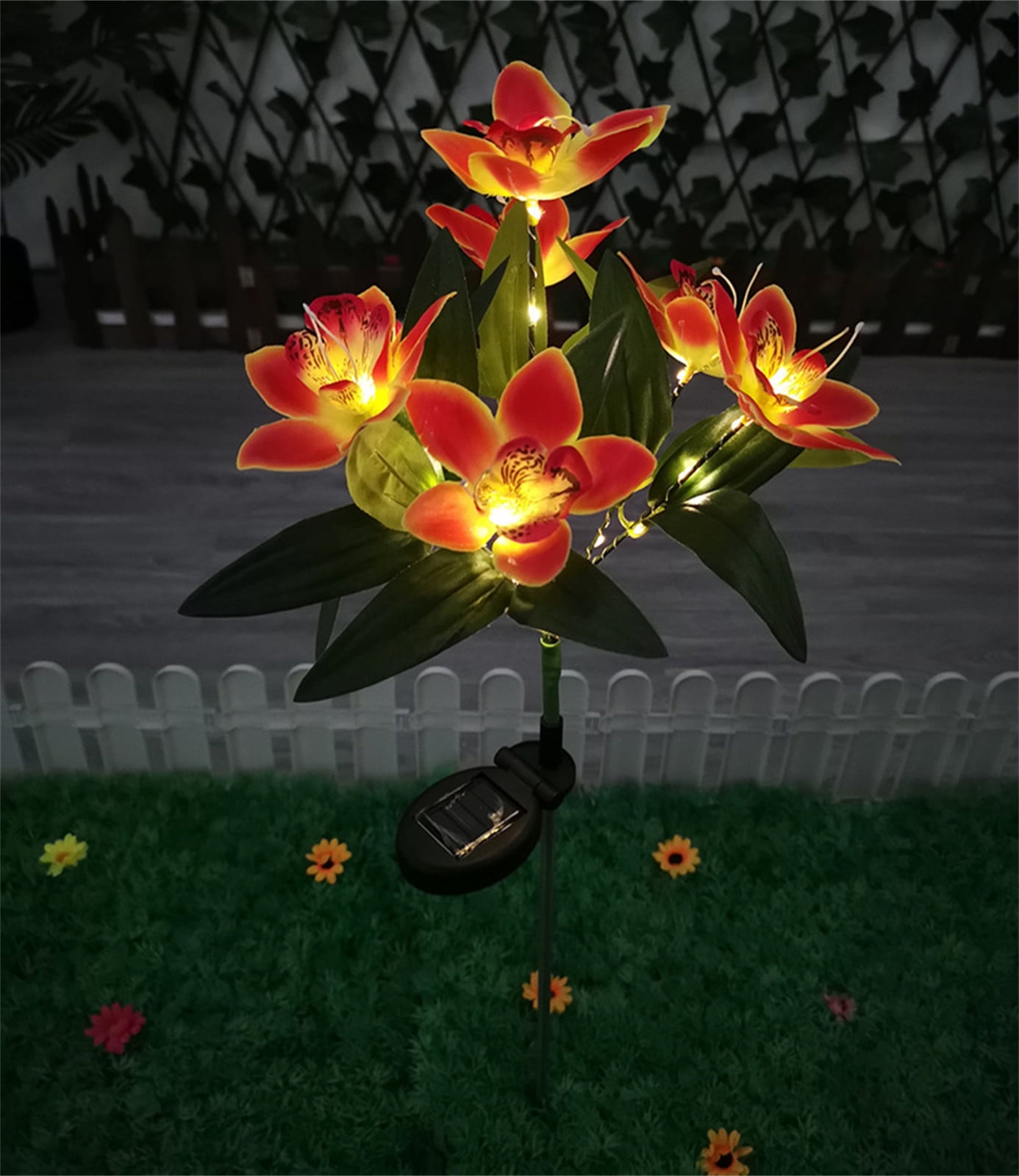 Solar Powered Led Lily Flower Lights, Outdoor Garden Stake Lights With ...