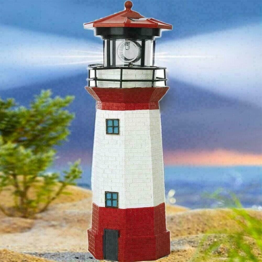 Solar Powered Lighthouse Lawn Ornament LED Light up Garden Backyard ...