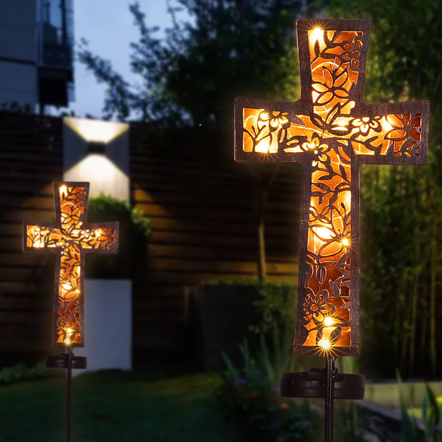 Solar Powered Memorial Garden Lights 38 Inch Waterproof Metal Stake ...