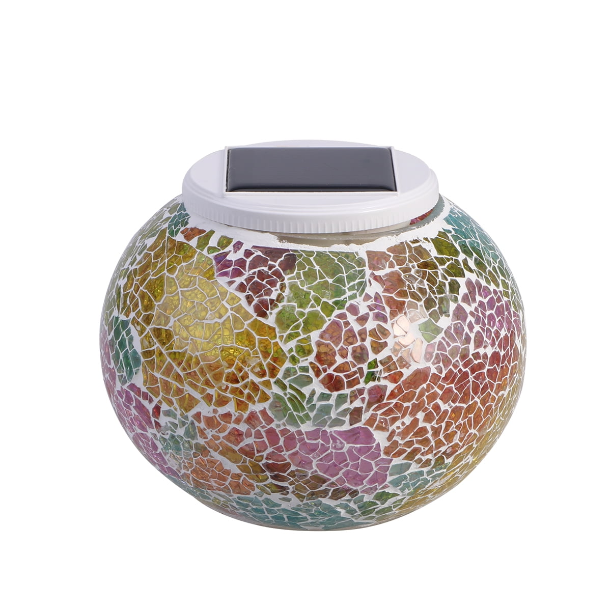 Solar Powered Mosaic Glass Ball LED Garden Lights Color Changing Solar ...