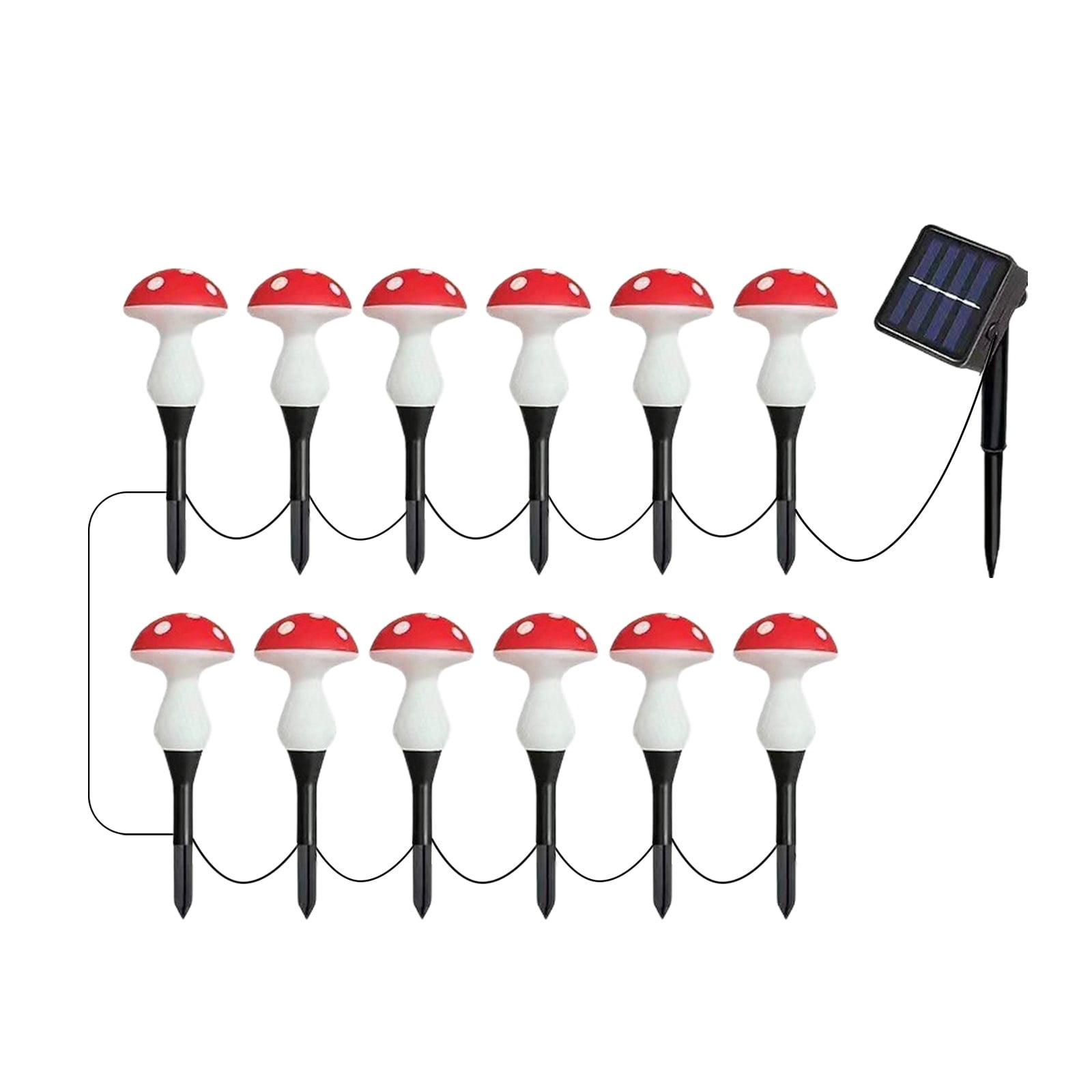 Solar Powered Mushroom String Lights Outdoor Waterproof Garden ...
