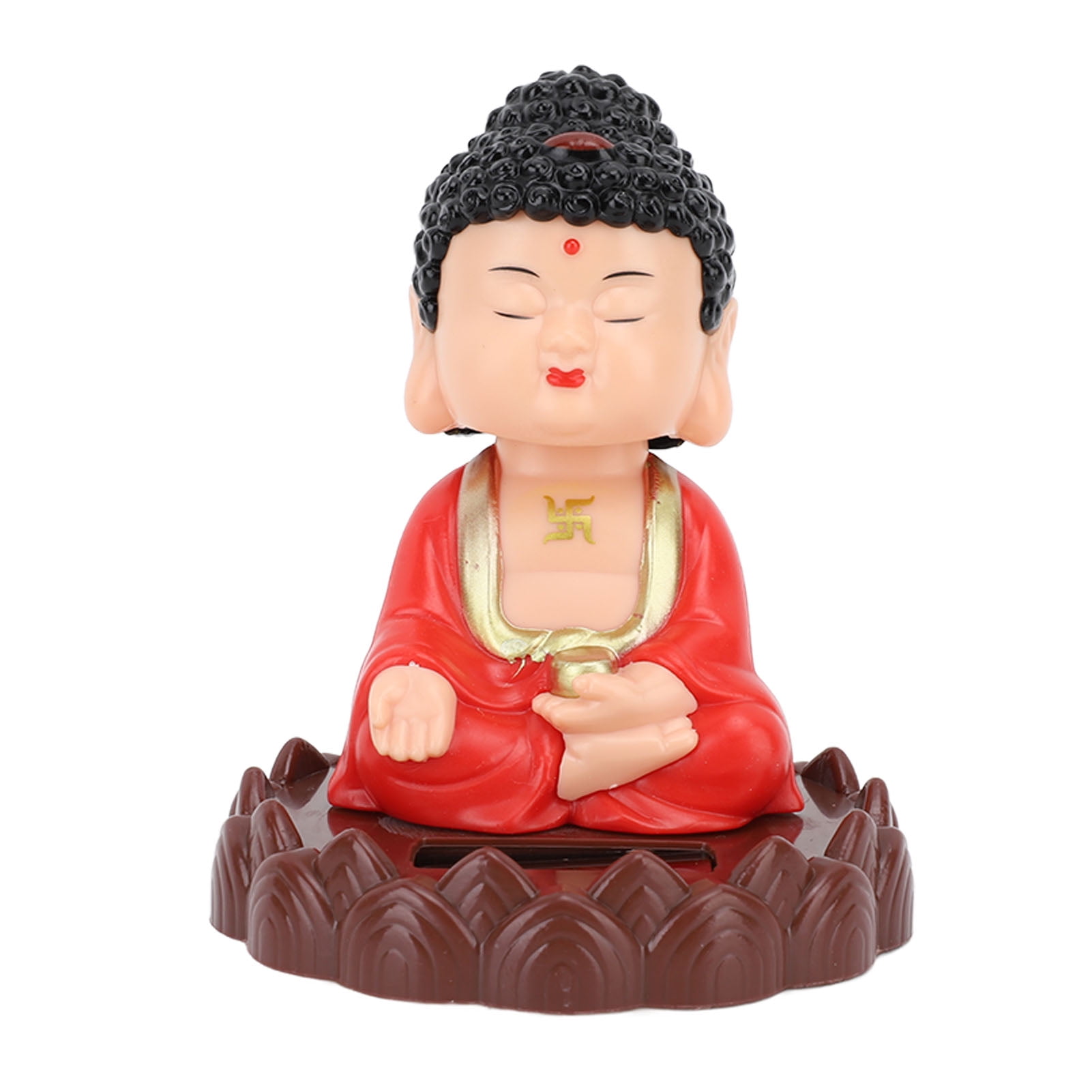 Solar Powered Nodding Buddha Statue Red for Gift Luck Wealth - Auto ...