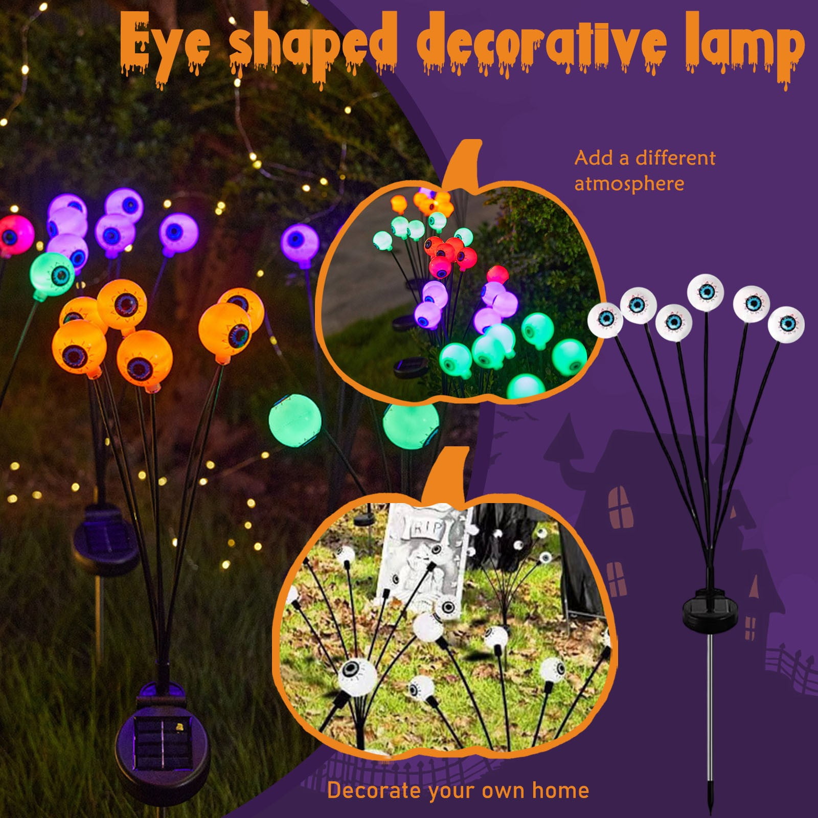 Solar Powered Outdoor Garden Stake Lights, Waterproof LED Decorative ...