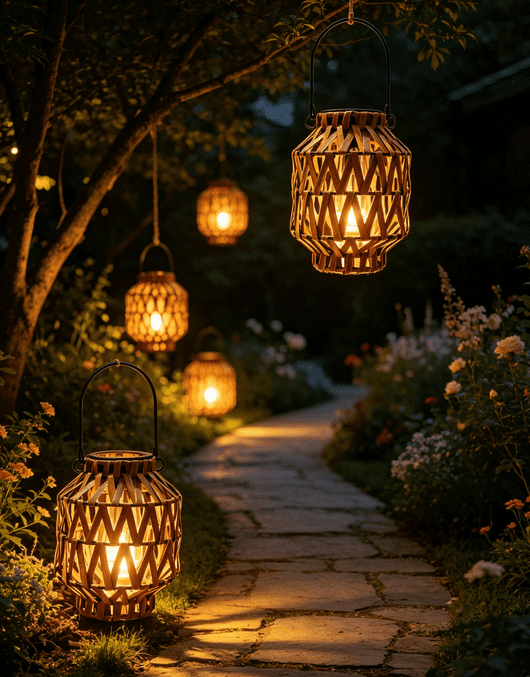 Solar Powered Outdoor Hanging Lanterns, Waterproof Decorative Garden ...