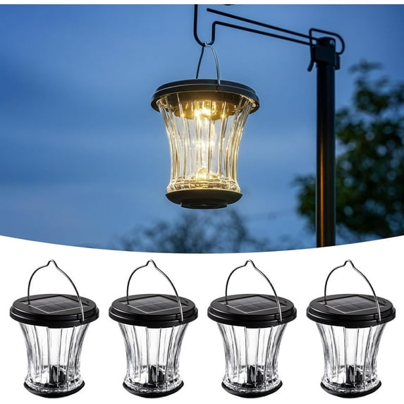 Solar-Powered Outdoor Hanging Lanterns, Waterproof Glass Garden Patio ...
