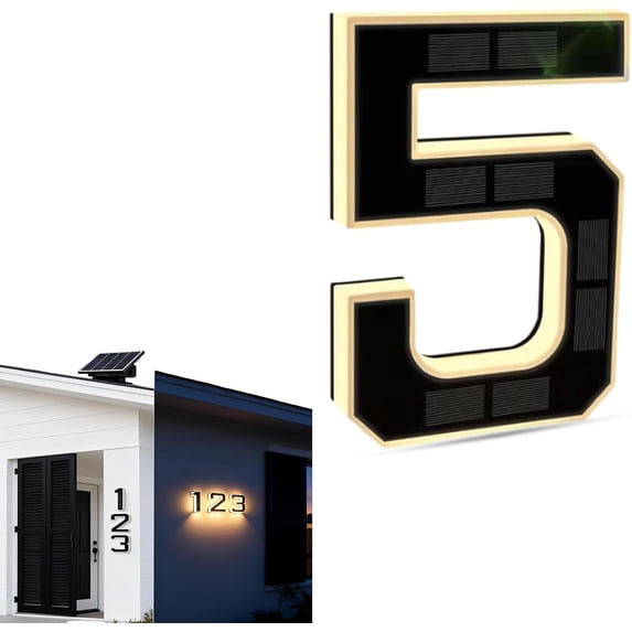 Solar Powered Outdoor House Number Light, 9 Inch LED House Numbers ...