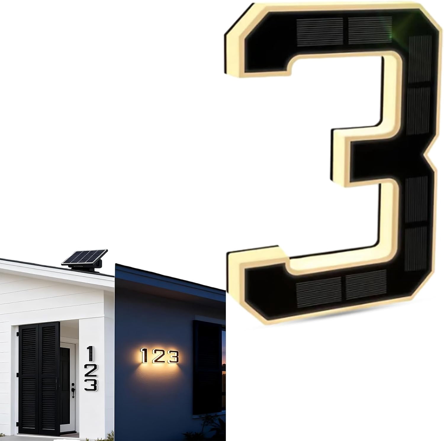 Solar Powered Outdoor House Number Light, 9 Inch LED House Numbers ...