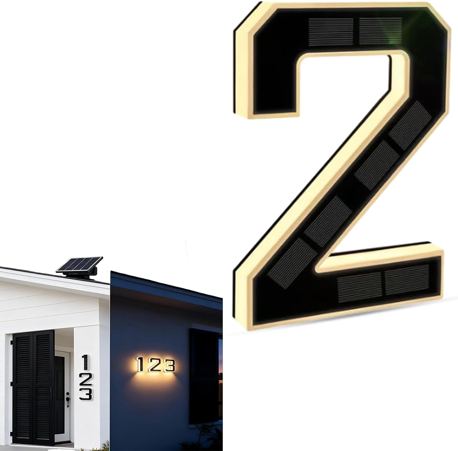 Solar Powered Outdoor House Number Light, 9 Inch LED House Numbers ...