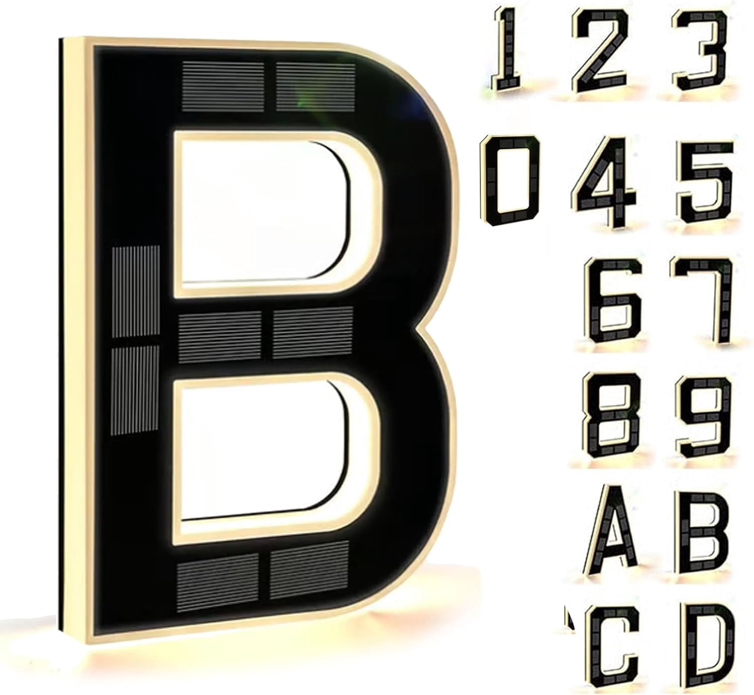 Solar-Powered Outdoor House Number Light, 9 Inch Lighted Address Sign ...