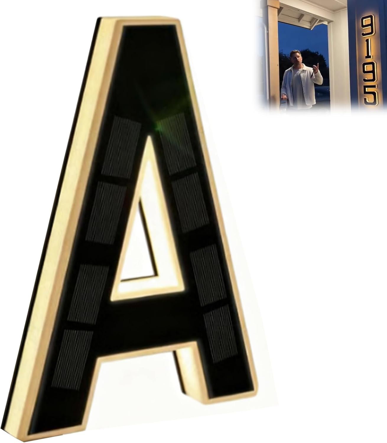 Solar-Powered Outdoor House Number Light, 9 Inch Lighted House Numbers ...