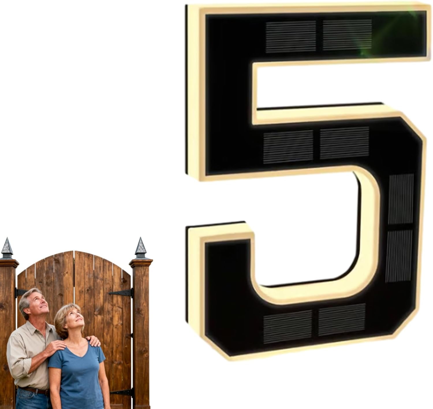 Solar-Powered Outdoor House Number Light, 9 Inch Waterproof LED Address ...