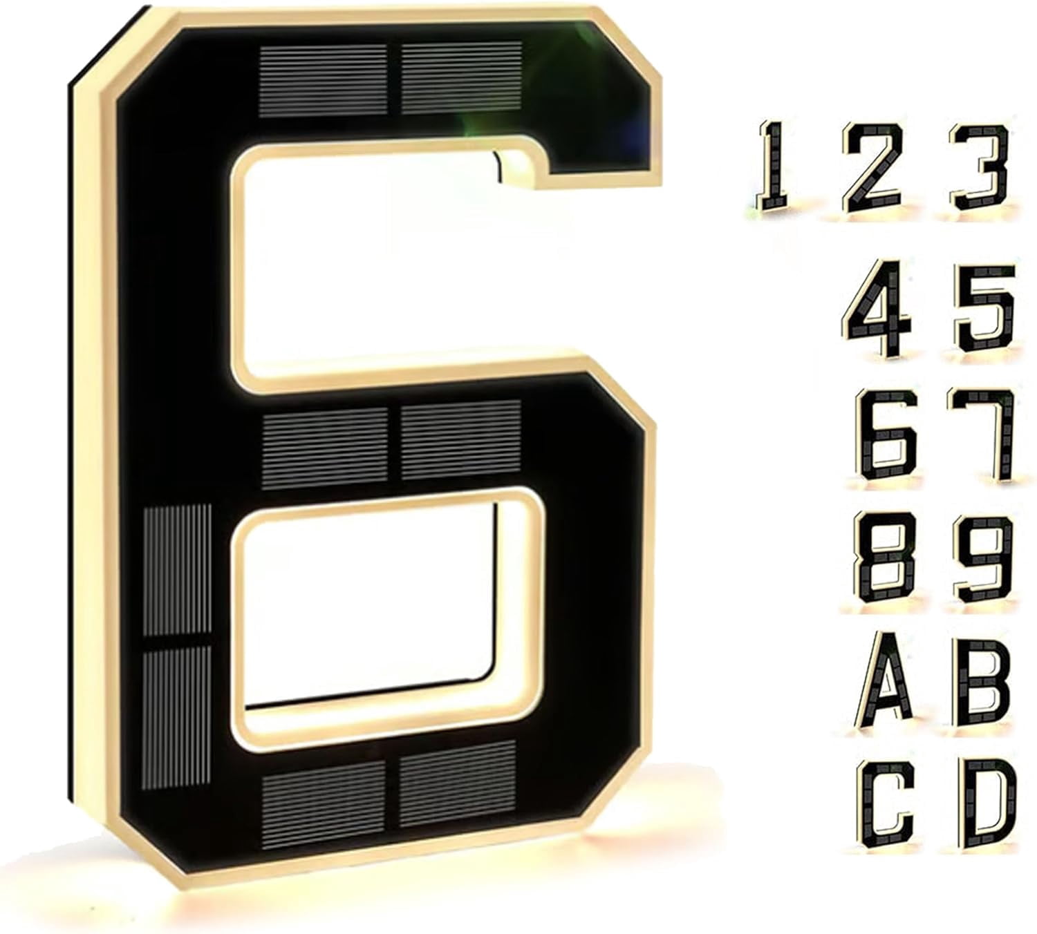 Solar-Powered Outdoor House Number Light, 9" Waterproof LED Address ...