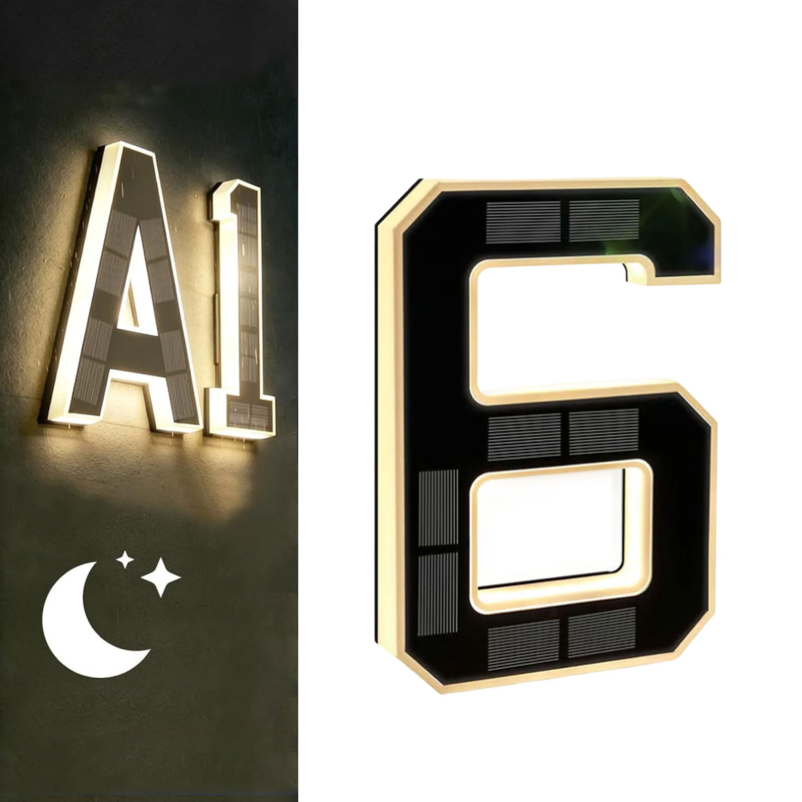 Solar-Powered Outdoor House Number Light, 9" Waterproof LED Address ...