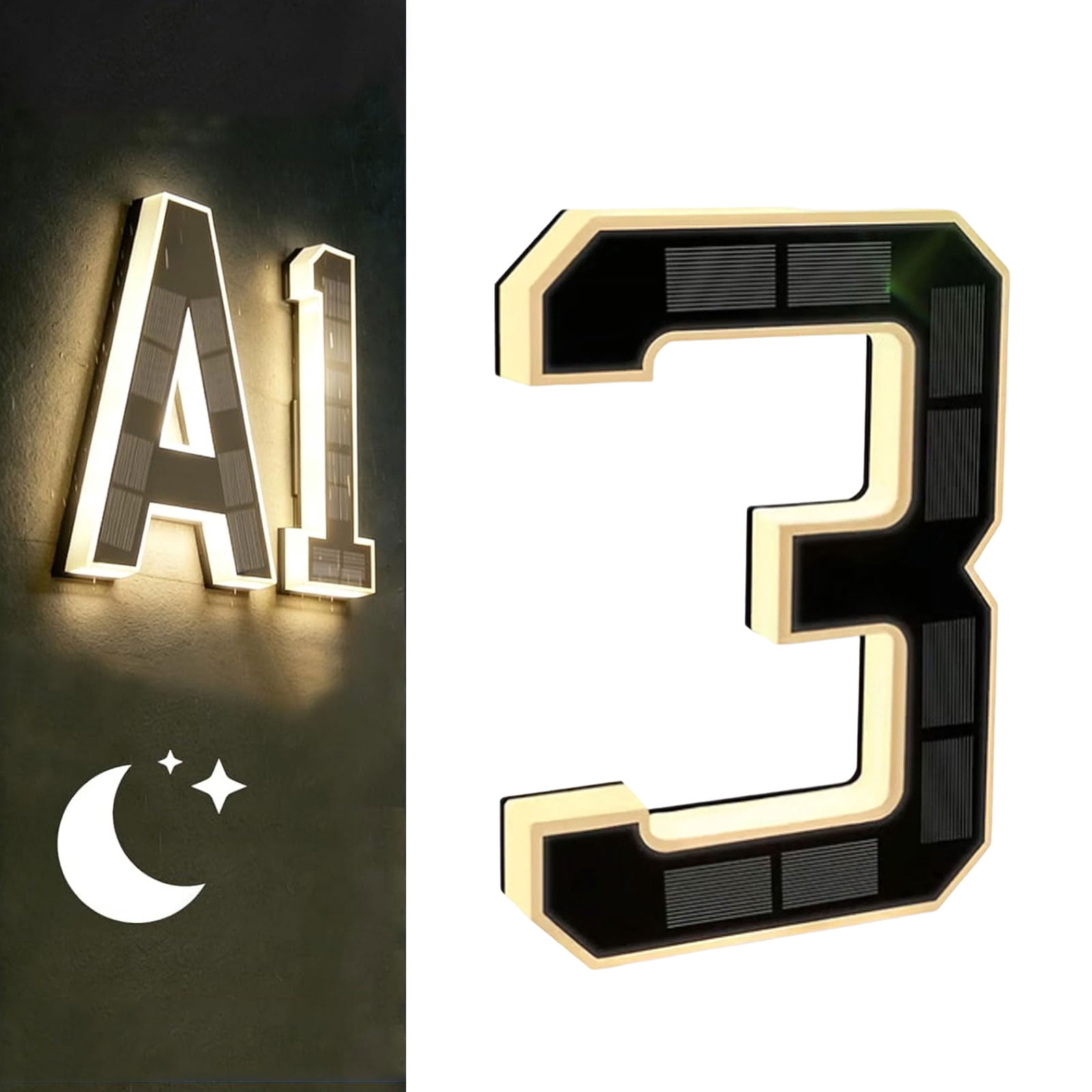 Solar-Powered Outdoor House Number Light, 9" Waterproof LED Address ...