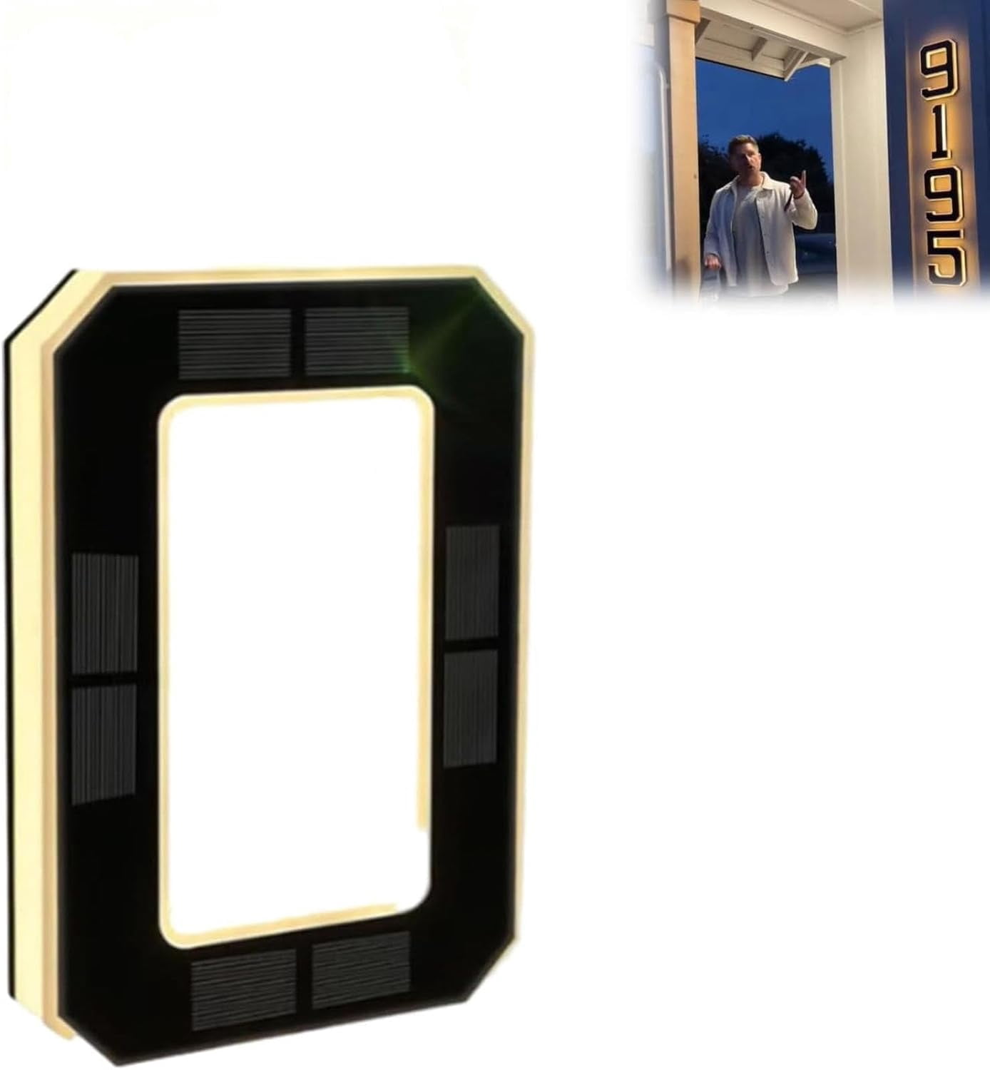 Solar-Powered Outdoor House Number Light, 9" Waterproof LED Light-Up ...