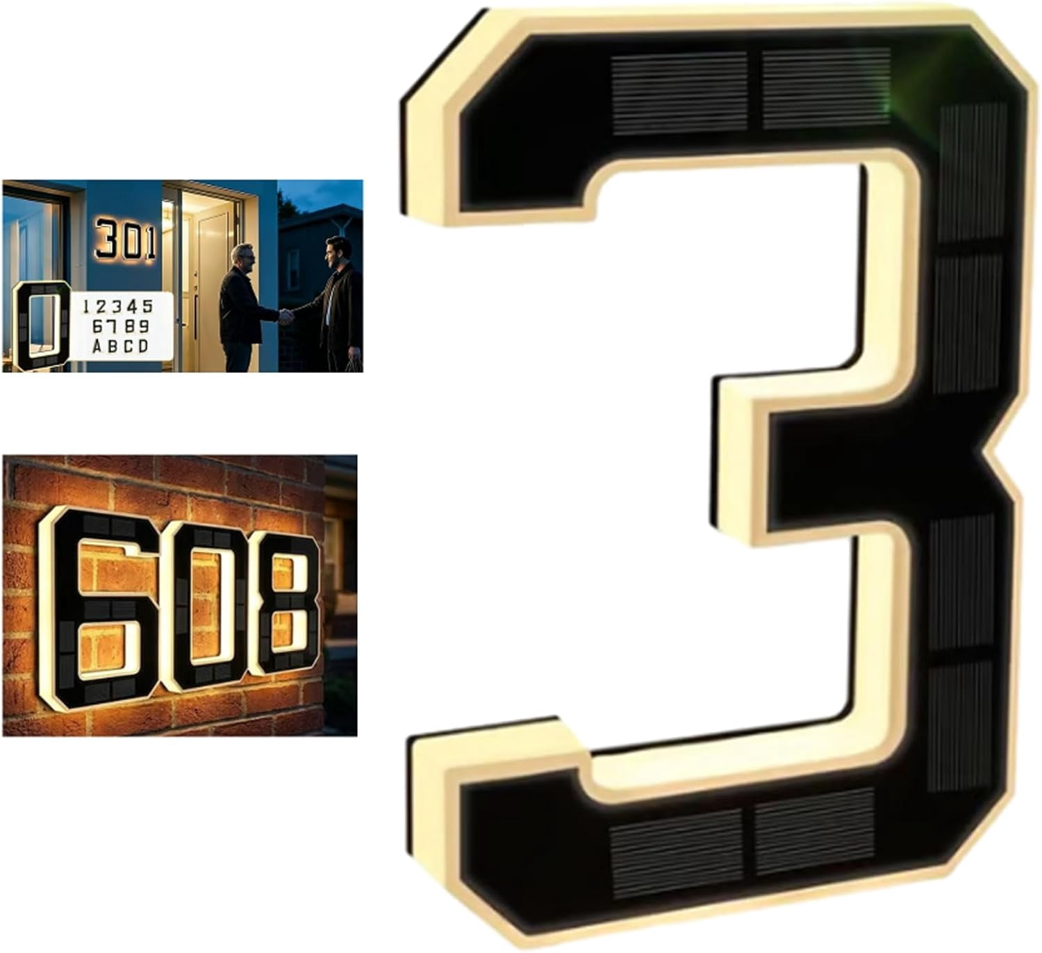 Solar-Powered Outdoor House Number Light, Modern Solar Lighted House ...