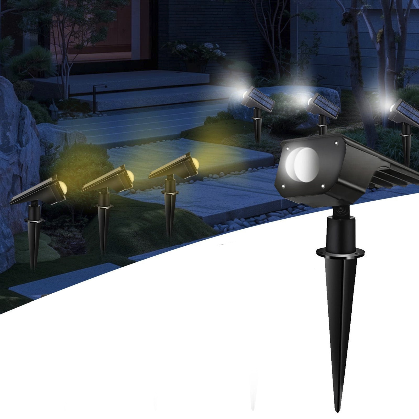 Solar Powered Outdoor Wall Lights Waterproof Garden Spotlights 2-in-1 ...
