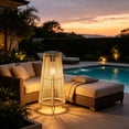Solar Powered Outdoor Waterproof Rattan Floor Lamp For Patio Garden ...