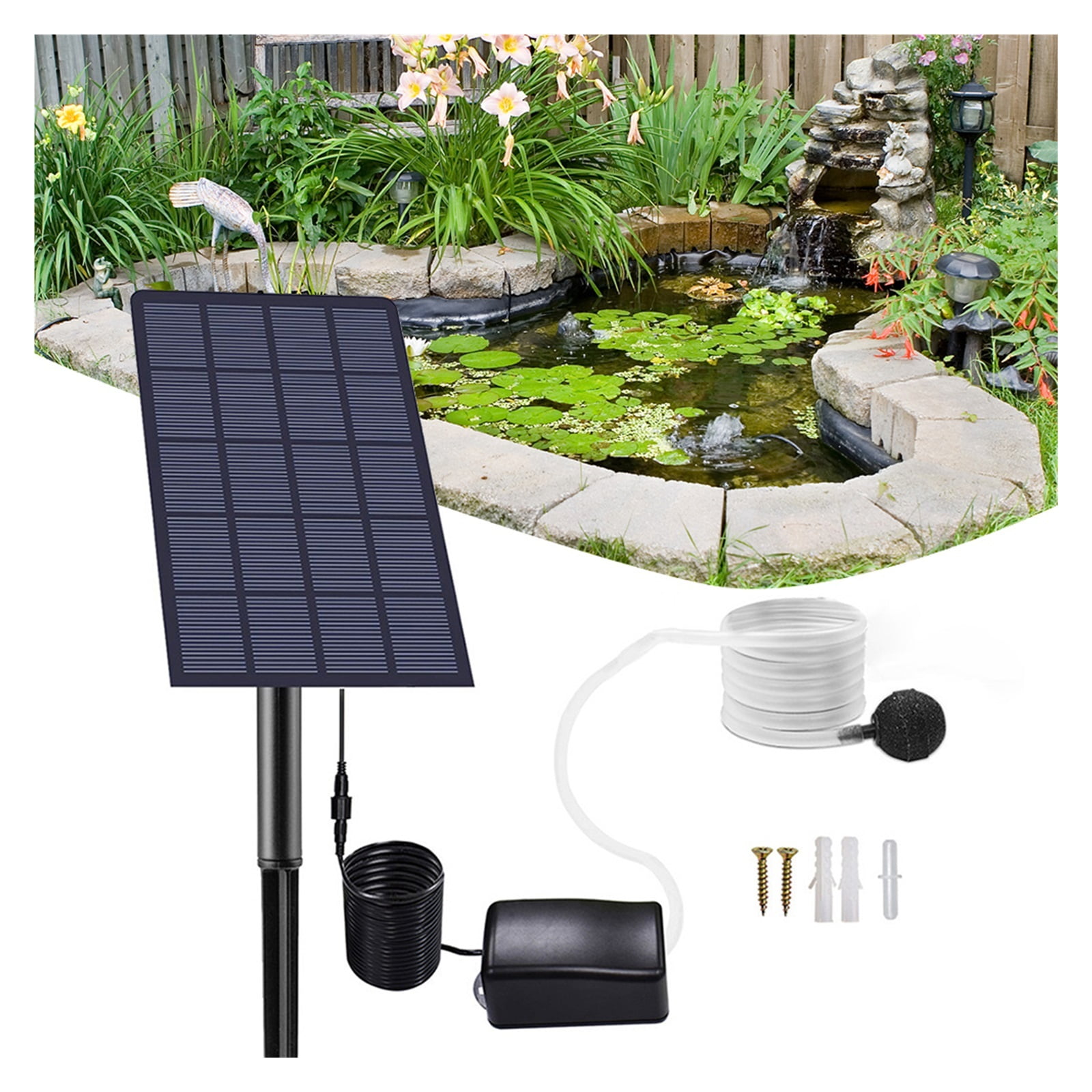 Solar Powered Oxygenator 5V 2.5W Aquarium Air Pump 0.8L/min Air Oxygen ...