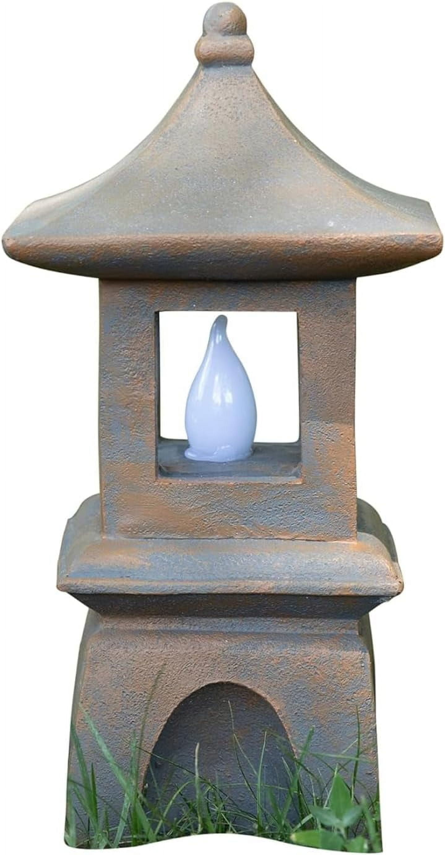 Solar Powered Pagoda Zen Garden Statue - Japanese Garden Decor with ...