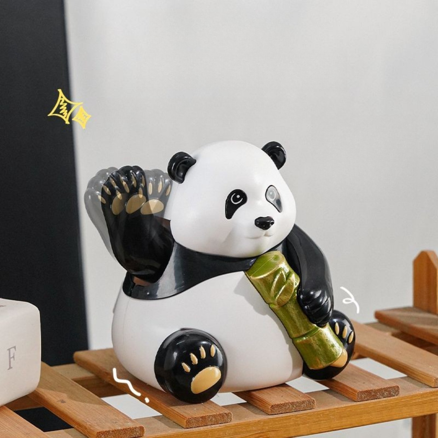 Solar Powered Panda Bobblehead Figurine Waving Toy Dashboard Car Decor ...