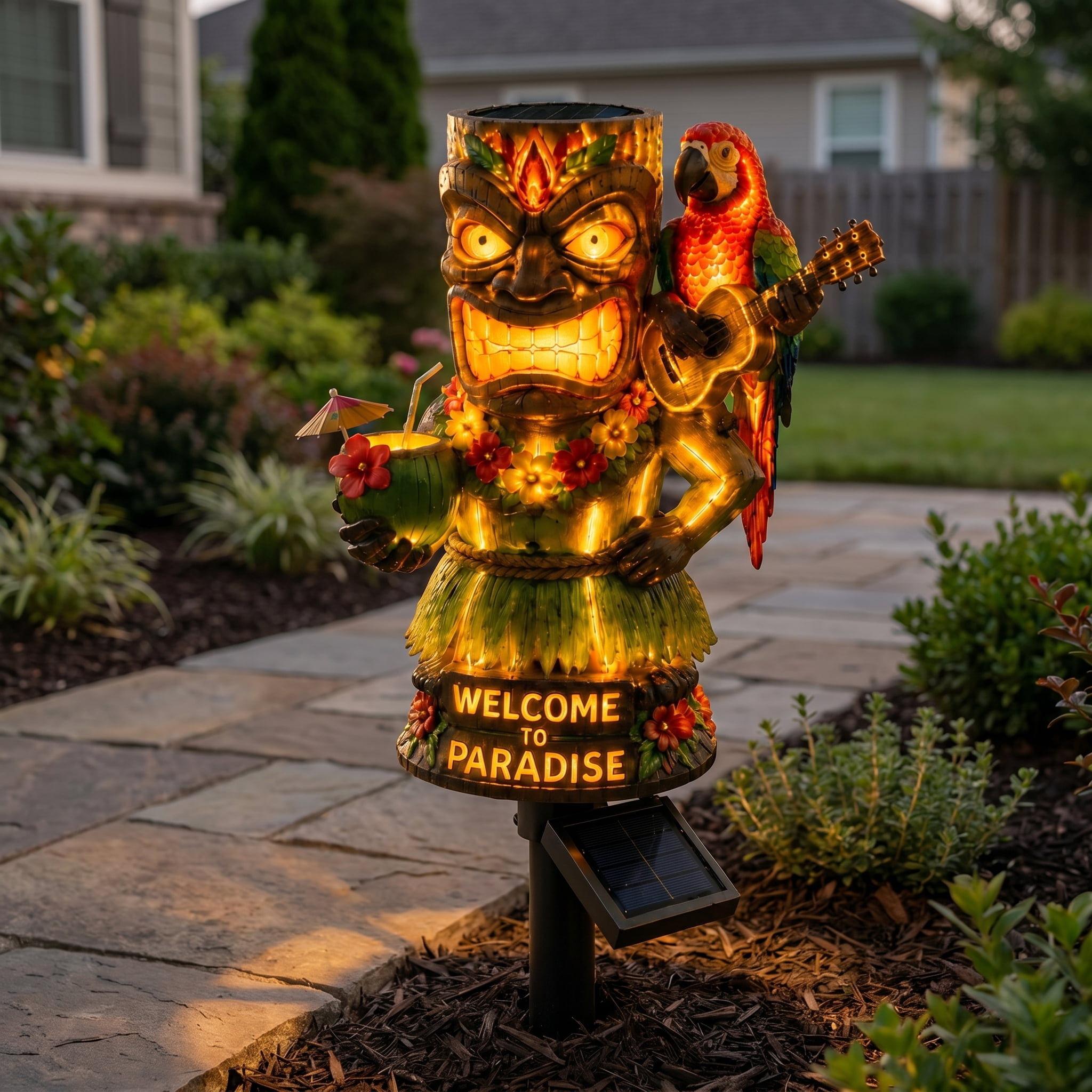 Solar-Powered Parrot Garden Light Colorful LED Outdoor Lamp ...