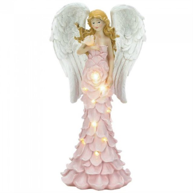 Solar Powered Pink Rose Angel Statue - Walmart.com