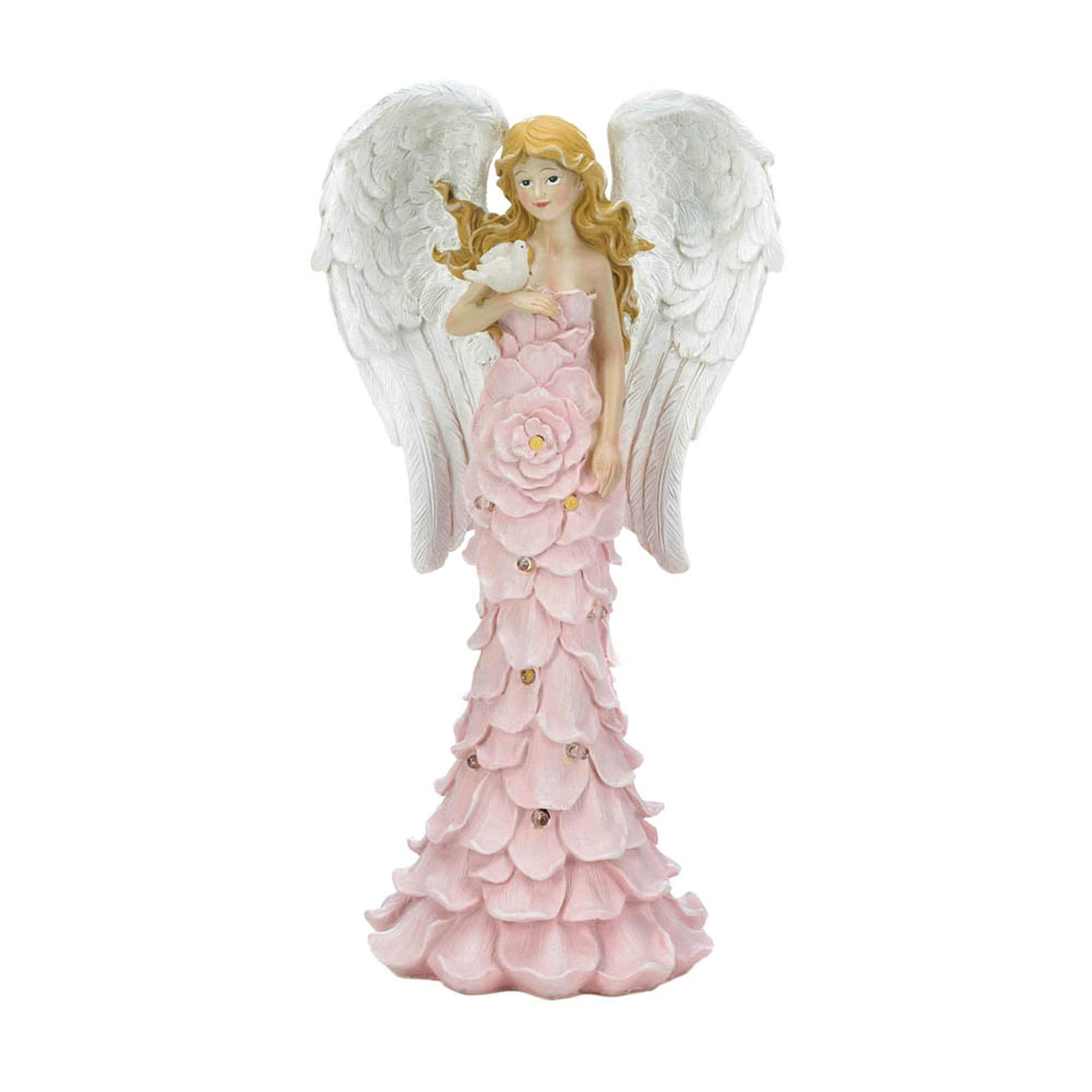 Solar Powered Pink Rose Angel Statue - Walmart.com