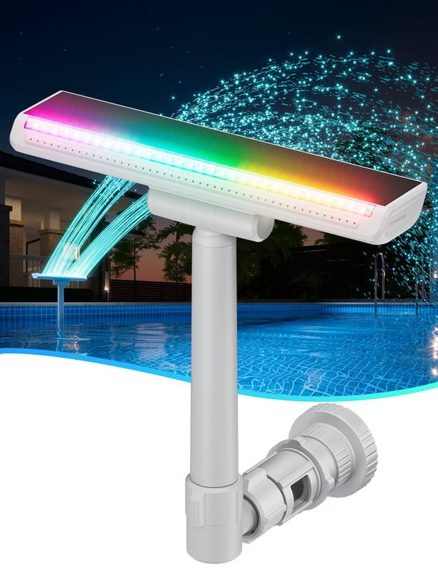 Solar-Powered Pool Fountain with 10-Color 4-Mode LED Lights, Above ...