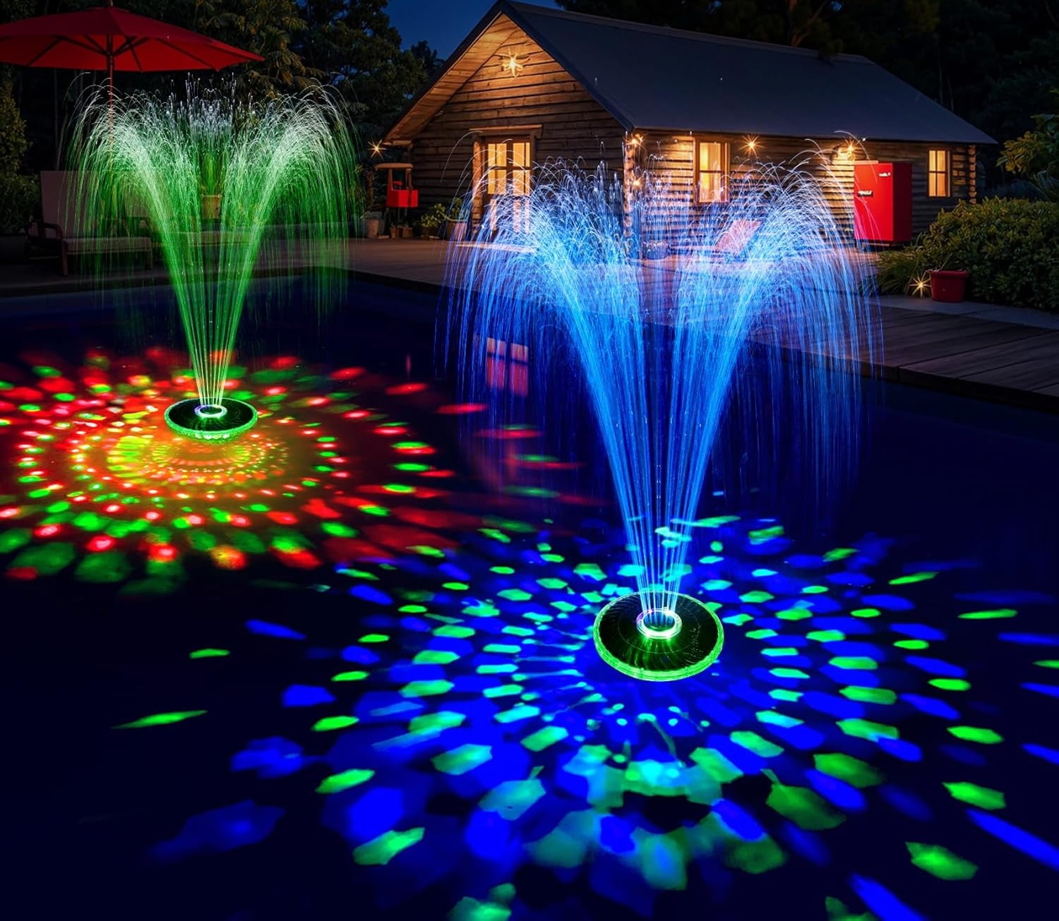 Solar Powered Pool Fountain with LED Lights, Floating Water Feature for ...