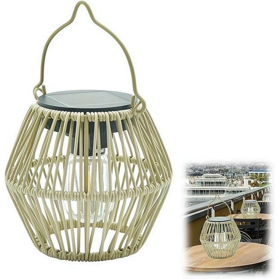 Solar Powered Rattan Hanging Lanterns, Weather Resistant Outdoor Decor ...