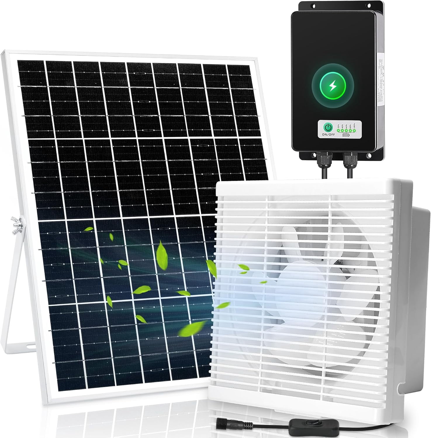 Solar Powered Rechargeable Shutter Exhaust Fan, 25W Solar 10 ...