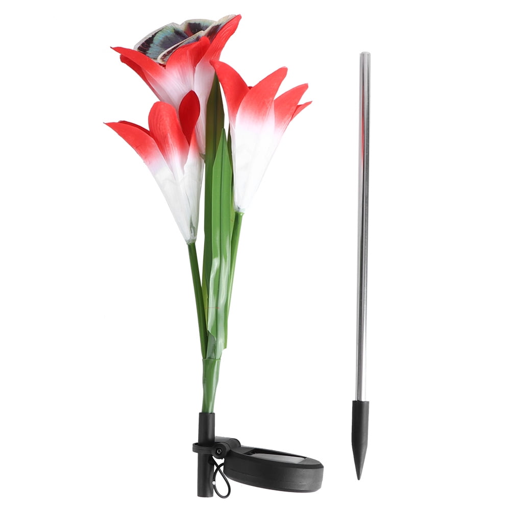 Solar Powered Red Lily Style Light Control RGB 4LED Lawn Lamp for ...