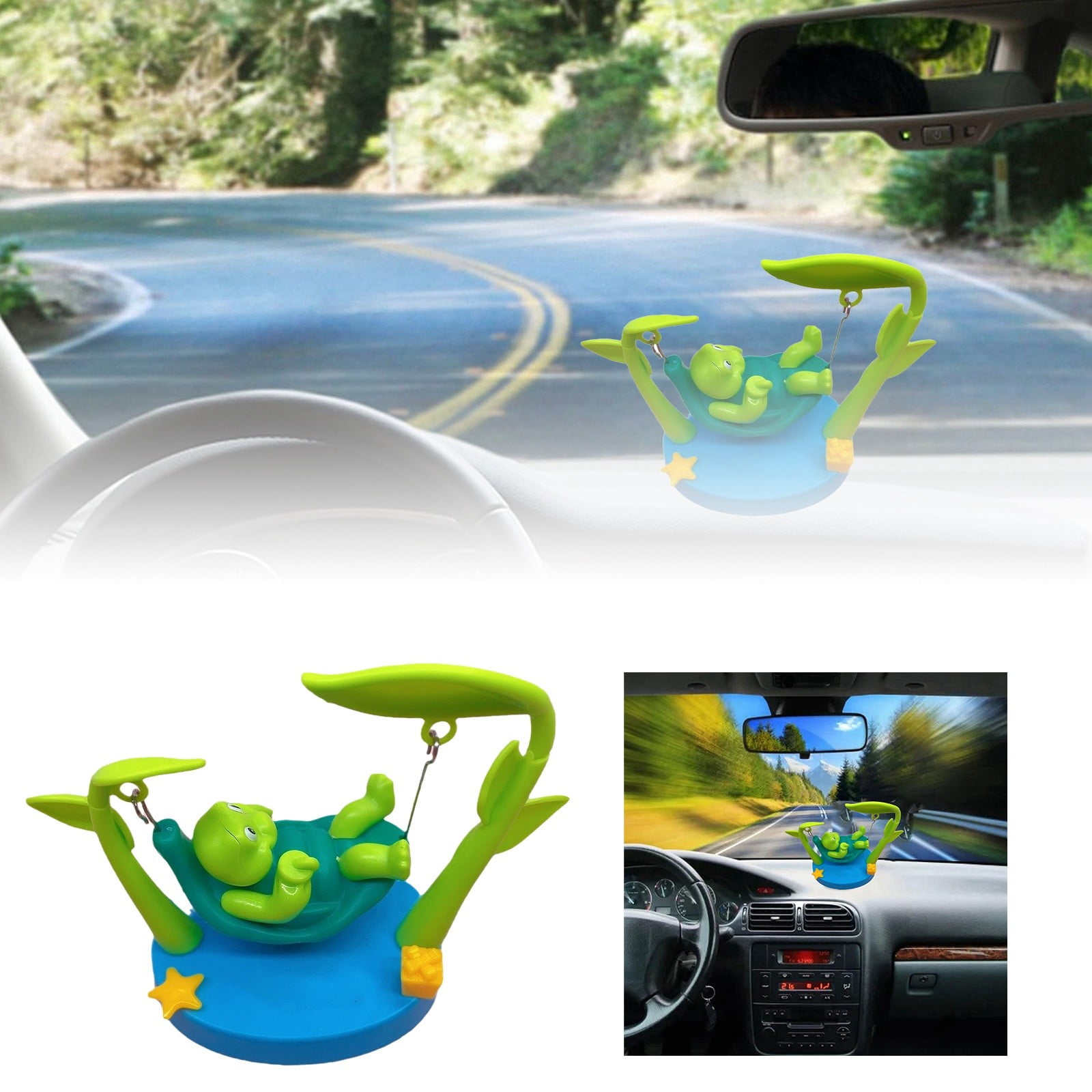 Solar Powered Rocking Turtle Car Decoration - Cute Cartoon Dashboard ...