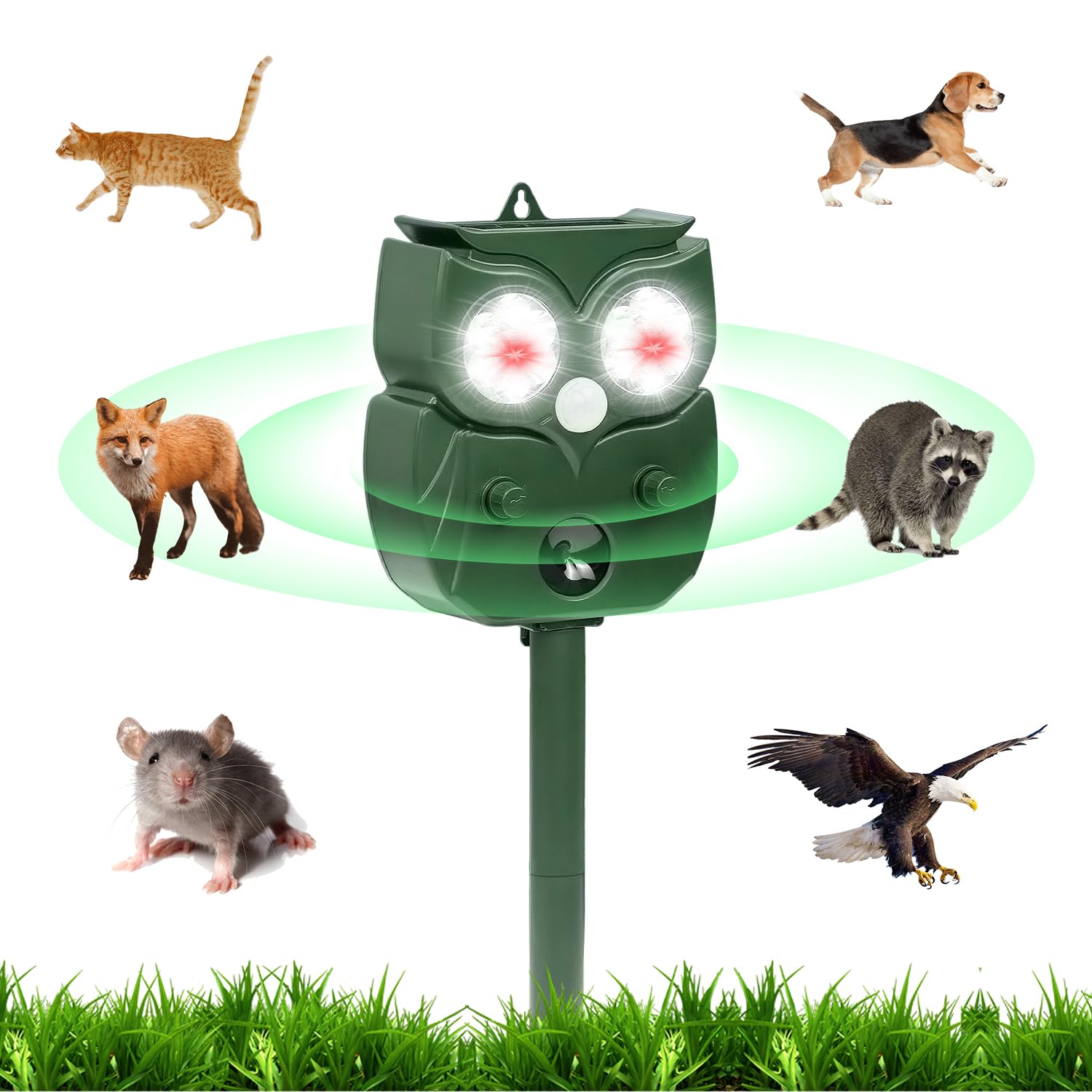 Solar Powered Rodent Ultrasonic Animal Repellent, Waterproof Motion ...