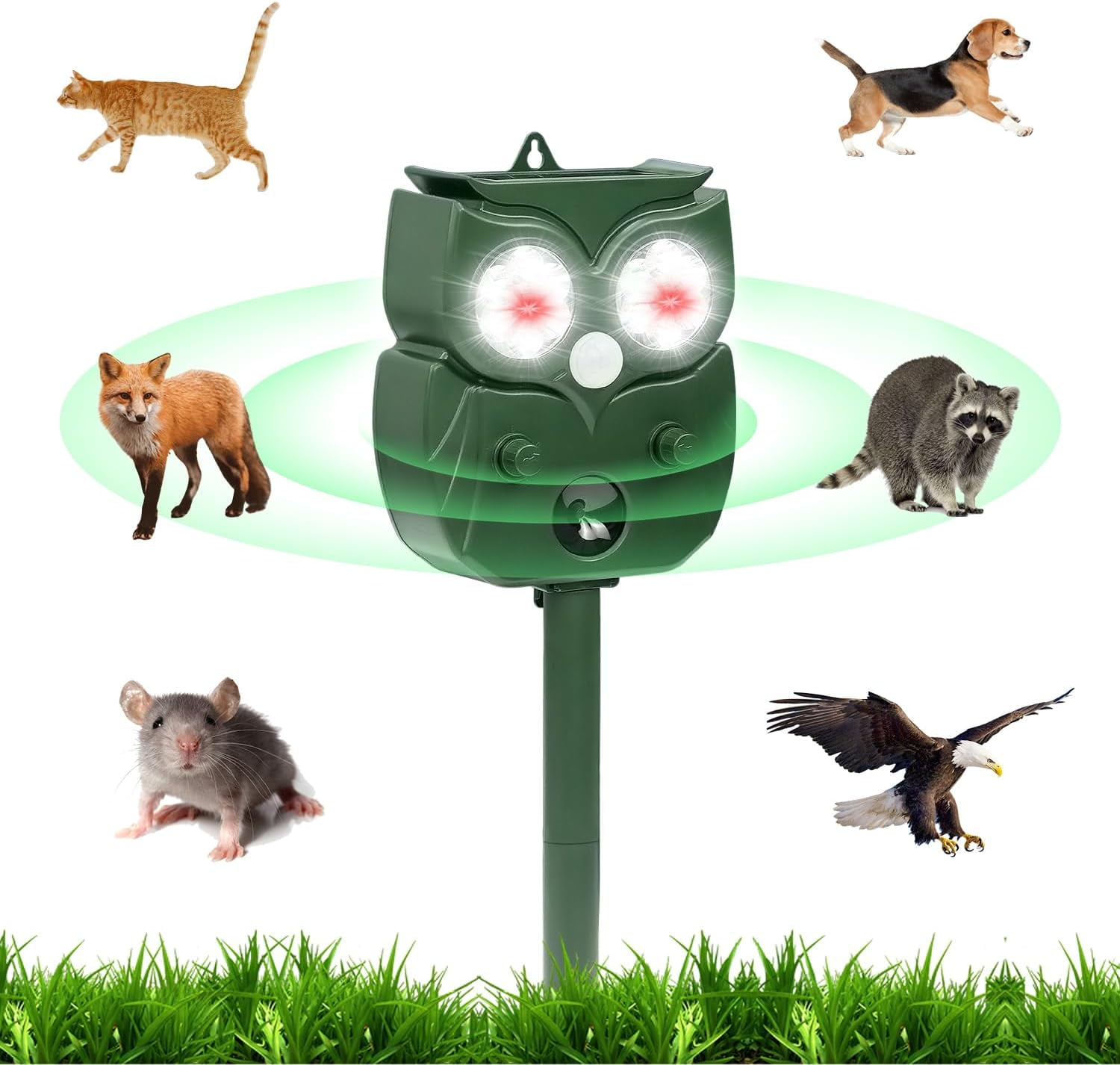 Solar Powered Rodent Ultrasonic Animal Repellent, Waterproof Motion ...