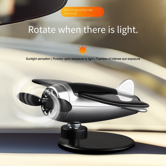 Solar Powered Rotating Airplane Car Dashboard Ornament 360° Auto Spin ...