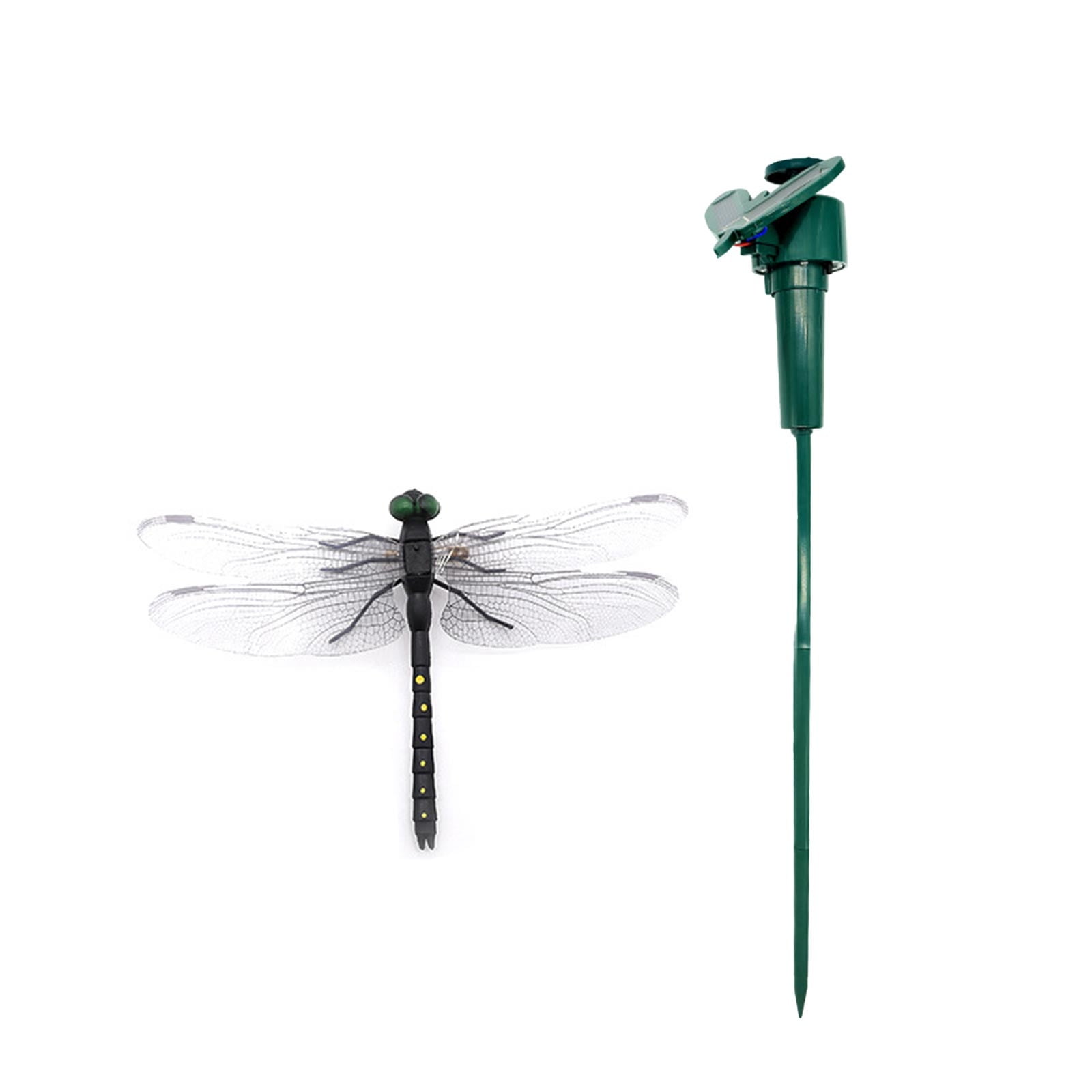 Solar Powered Rotating Dragonflies Garden Stake Realistic Outdoor ...