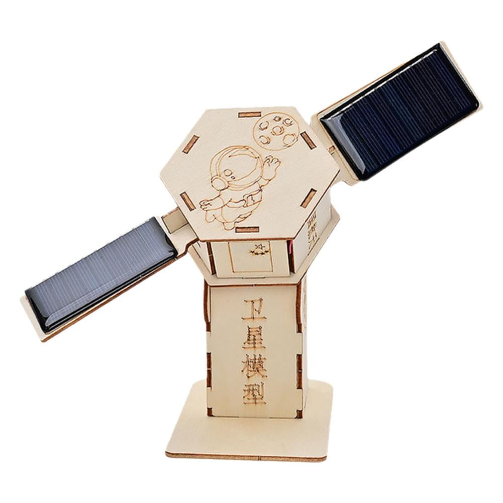 Solar Powered Rotating Satellite 3D Wooden Puzzle Model Educational DIY ...