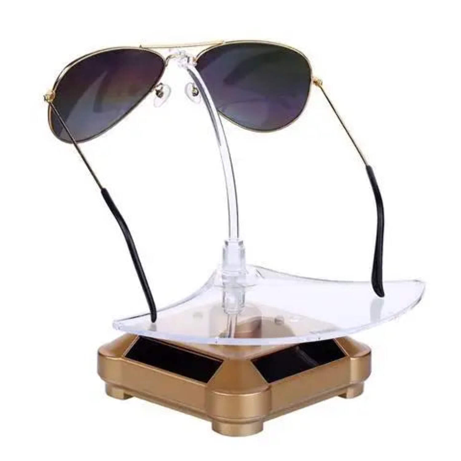 Solar Powered Rotating Sunglasses Display Stand Eye Glasses Show Holder ...