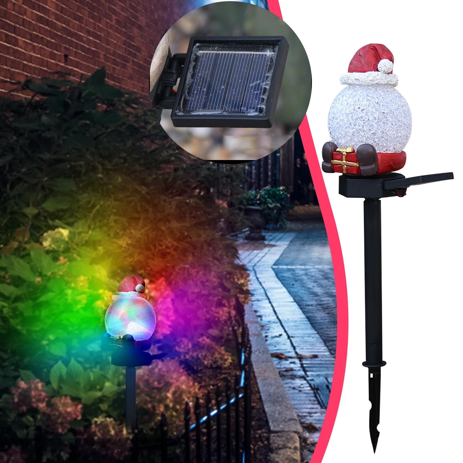 Solar Powered Santa Claus Light Up Garden Statue with Hand Painted ...