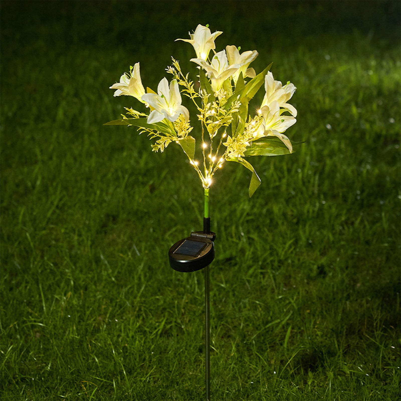Solar Powered Simulation Flower Lights 7 Flower Ground Plug In Lights ...